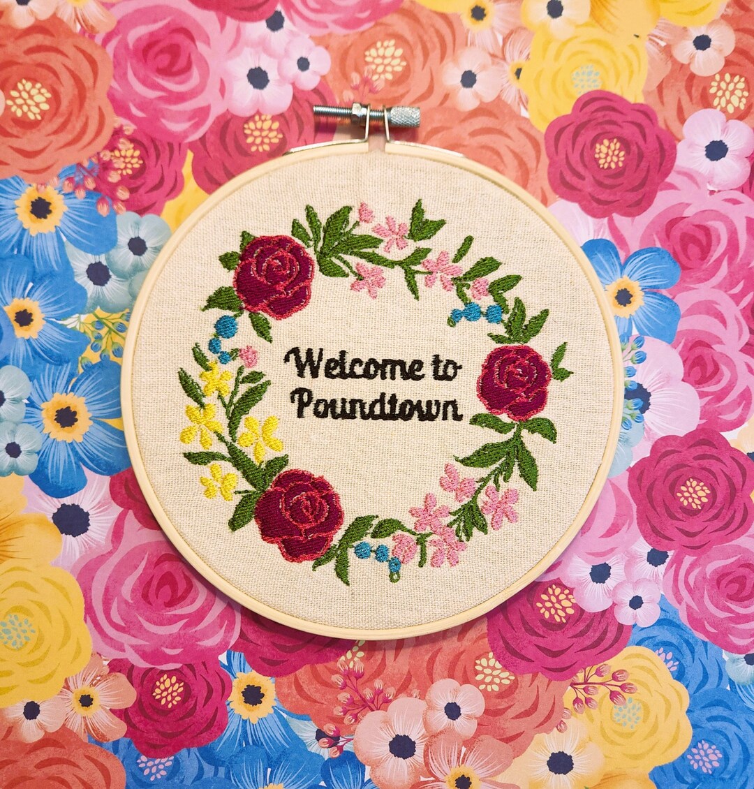 Welcome to Poundtown, Funny Embroidery Hoop, Finished Embroidery ...