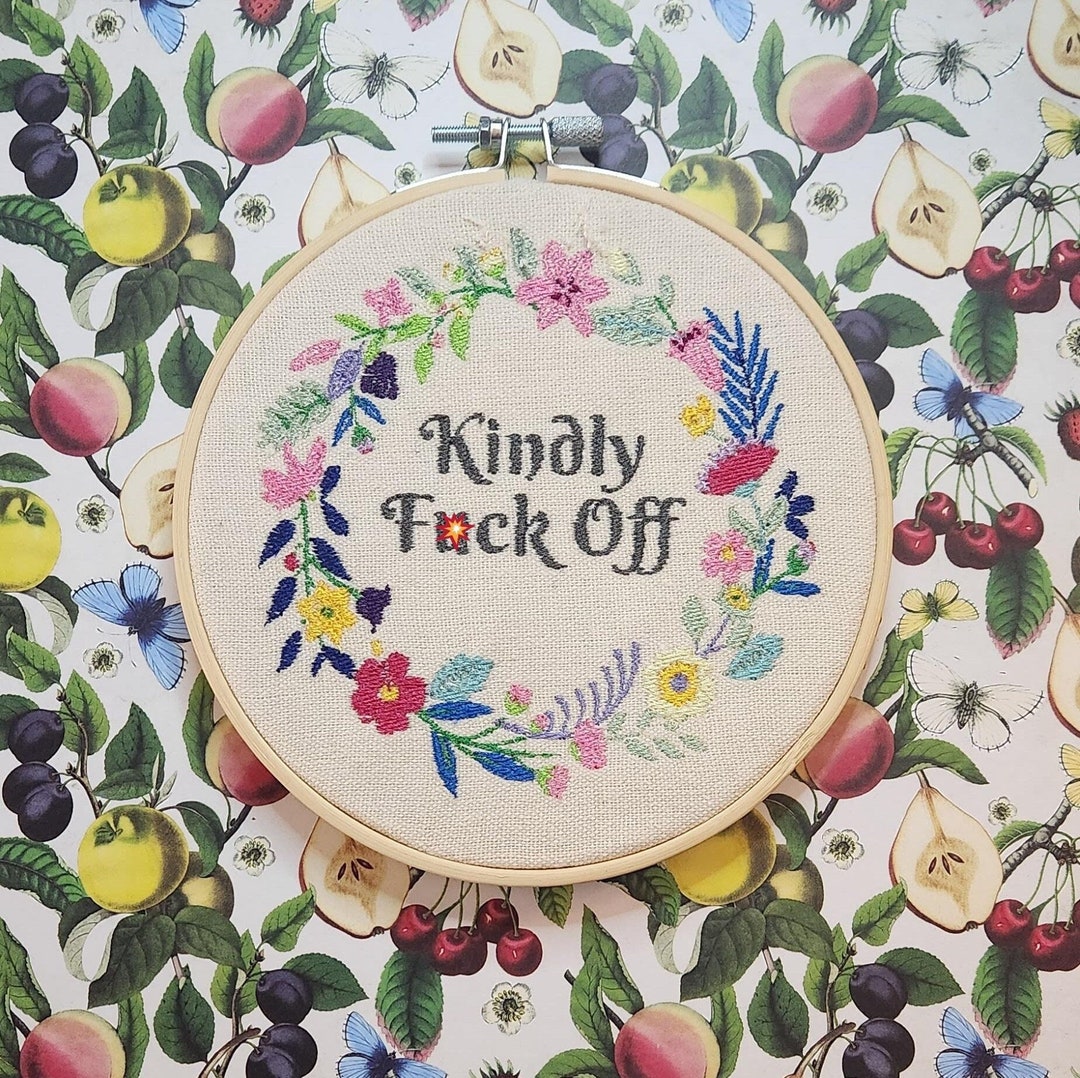 F*ck Off, Finished Funny Embroidery, Complete Funny Embroidery, Rude ...