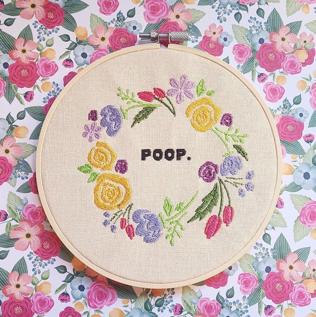 Poop Embroidery Hoop, Funny Embroidery, Bathroom Embroidery Art ...