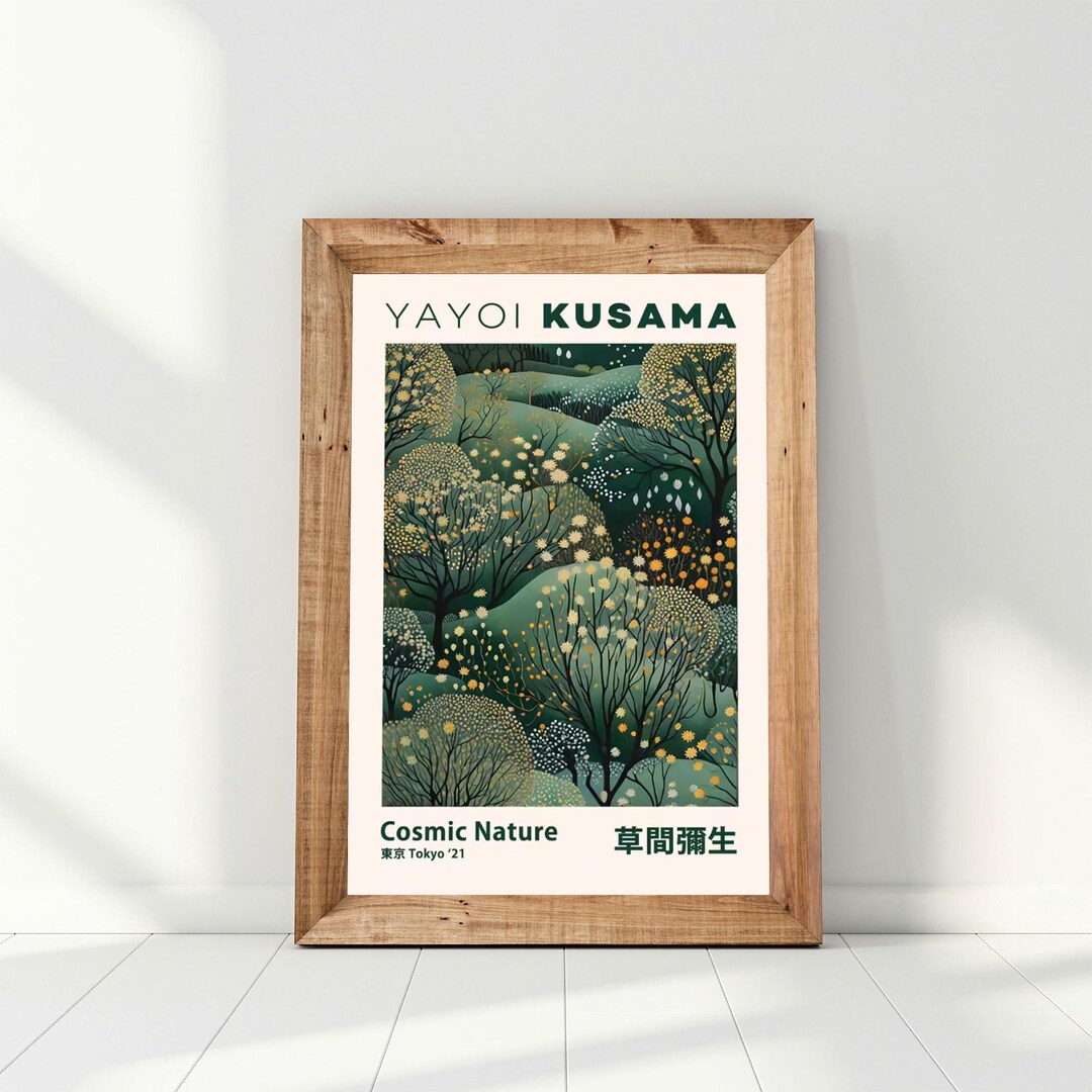 Yayoi Kusama Nature Poster - Japanese Pop Art Print, Modern Green ...