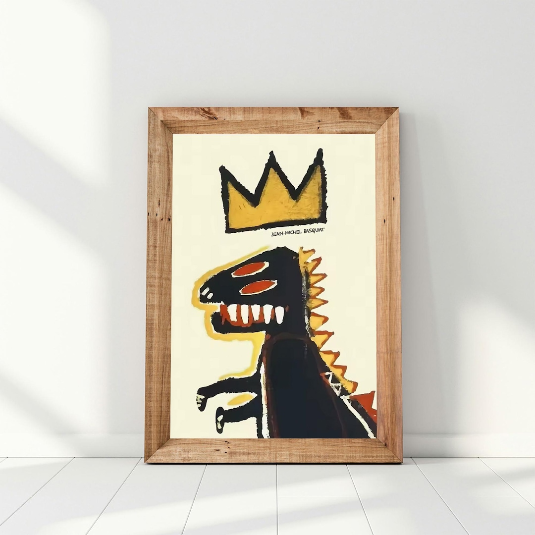 Jean-michel Basquiat Dinosaur Poster – Crown Art Print, Neo ...