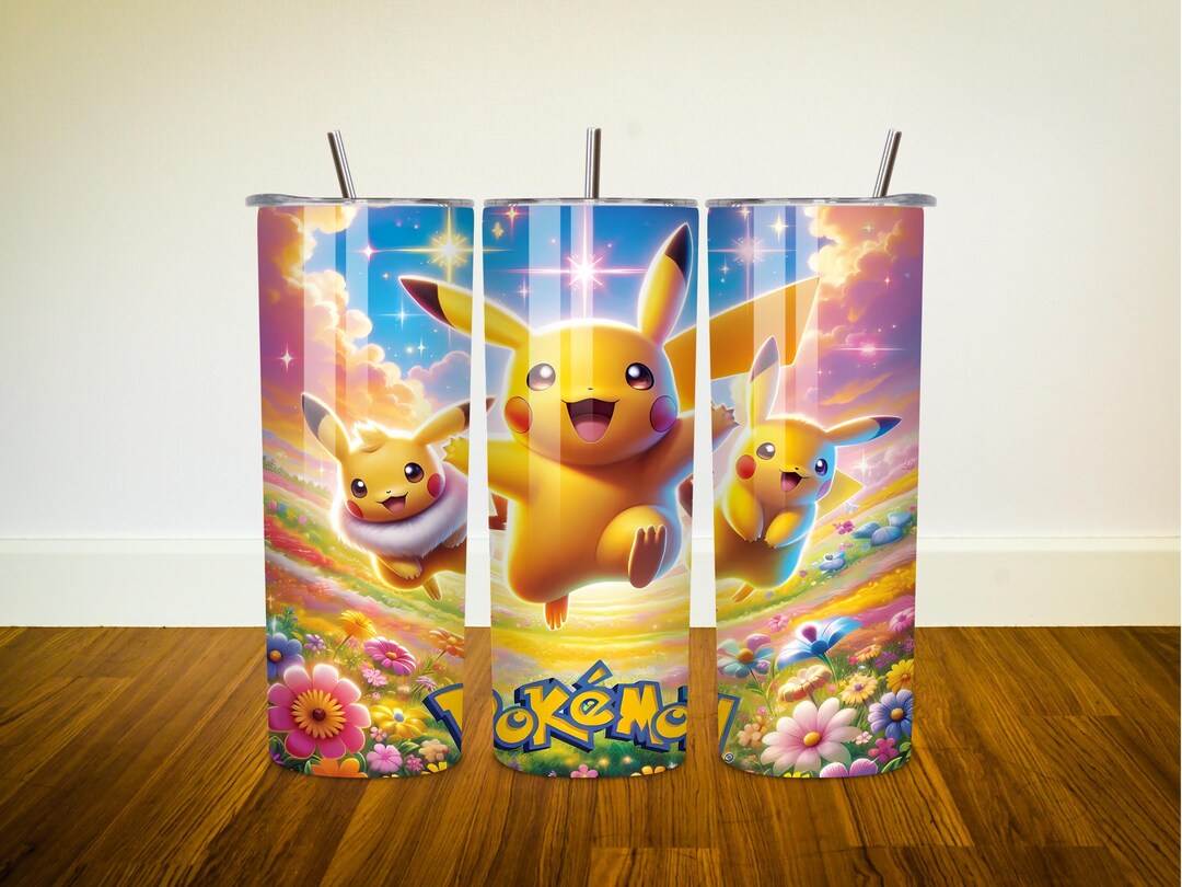 3D Pikachu Tumbler Wrap, Pokemon Tumbler Wrap Sublimation Design PNG ...