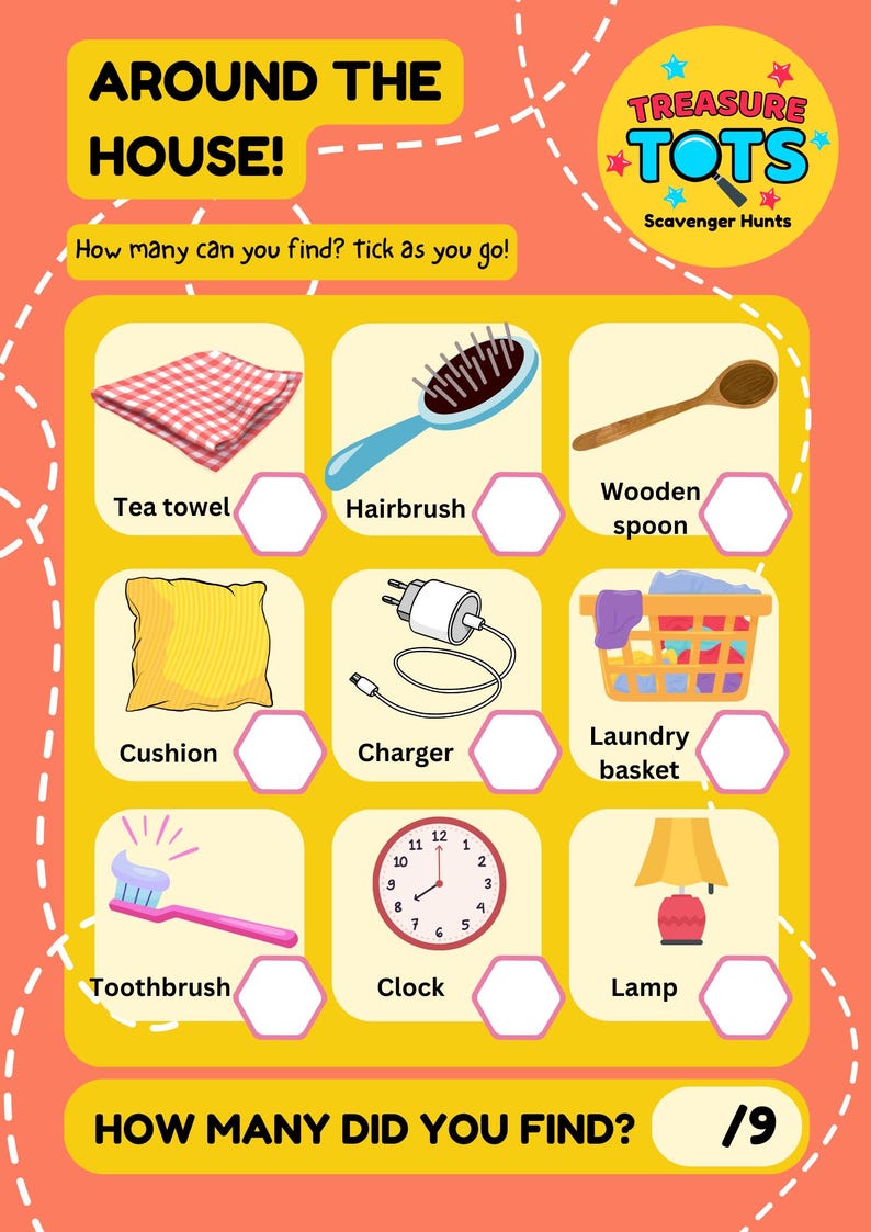 Around the House Scavenger Hunt for Toddlers – Printable Kids Activity ...