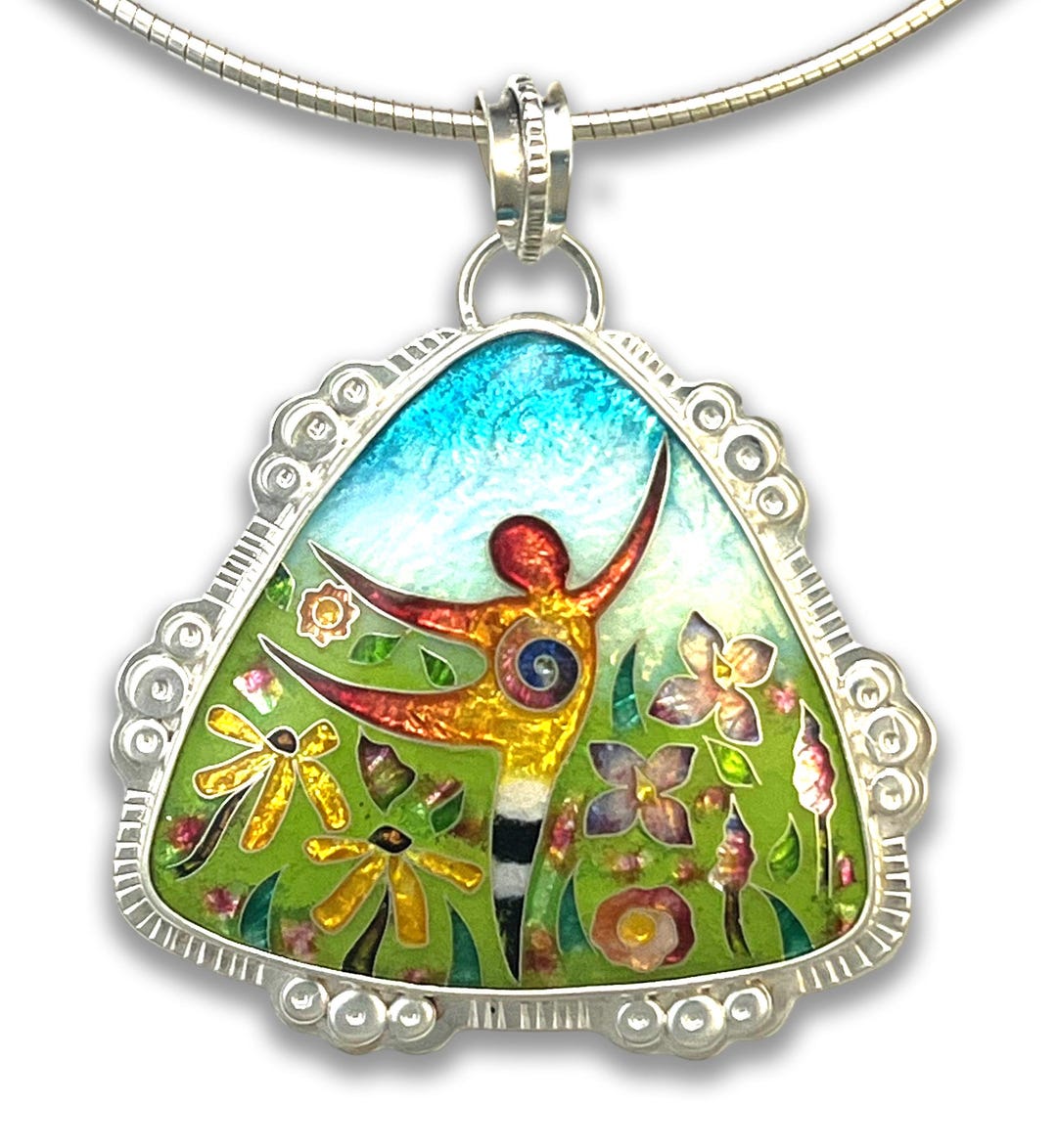 Ricky Frank Garden Dancer Cloisonne Triangle Pendant.chain Not Included ...