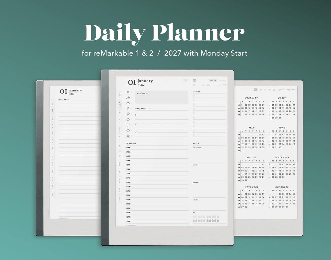 2027 Daily Planner Template for Remarkable 2 | Monday Start ...