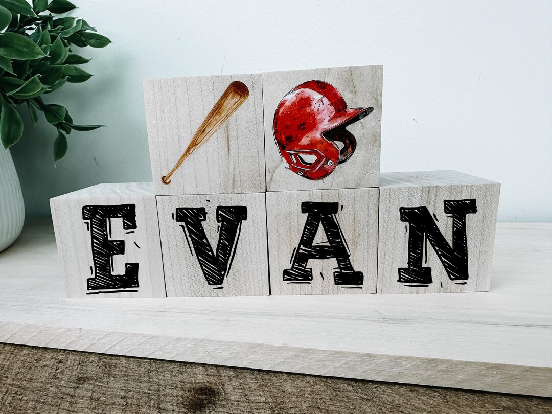Personalized Baseball Nursery Wooden Blocks, Custom Nursery Decor, Baby ...