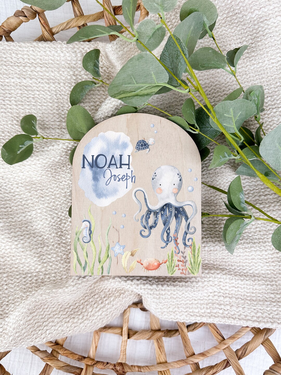 Under the Sea Baby Name Arch Wood Sign, Ocean Theme Nursery Name Sign ...