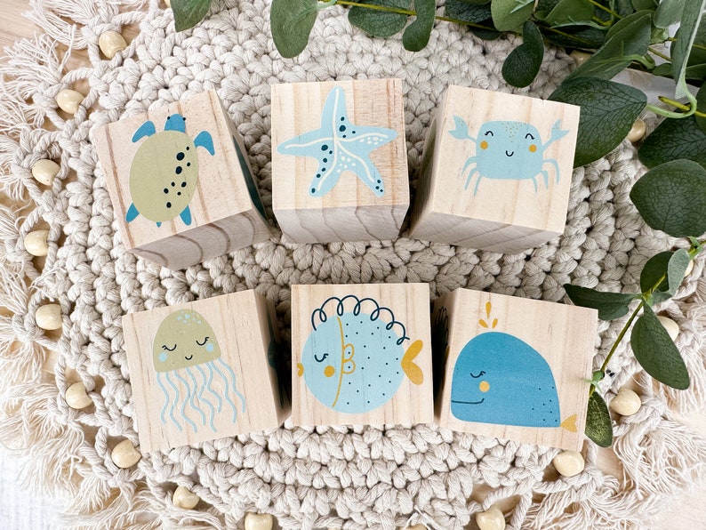 Under the Sea Baby Gift Wooden Blocks, Personalized Baby Gift, Baby ...