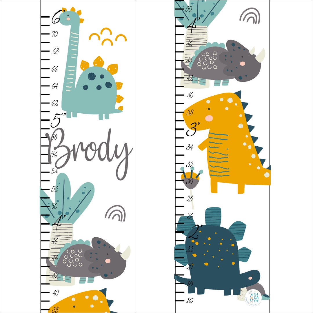 Personalized Dinosaur Growth Chart, Kids Growth Chart, Baby Shower Gift ...