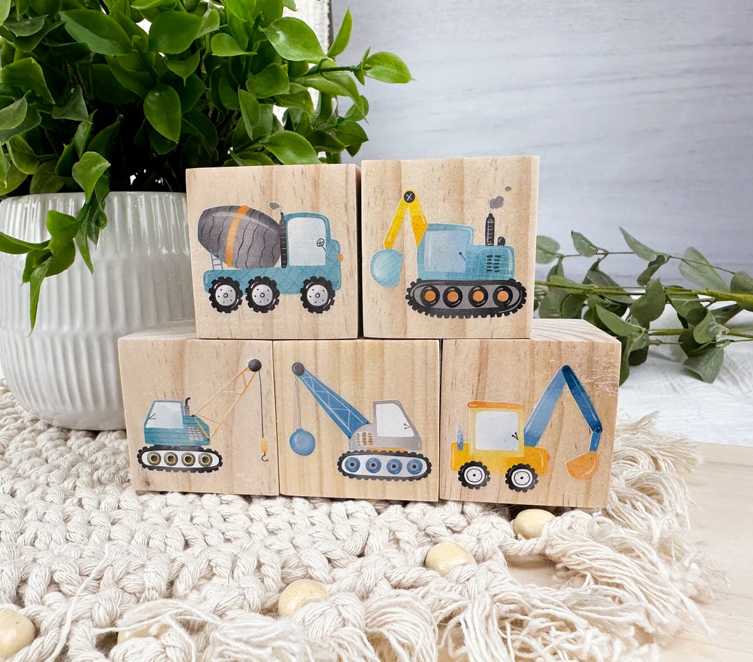 Personalized Construction Wooden Blocks, Baby Boy Nursery Décor, Baby ...