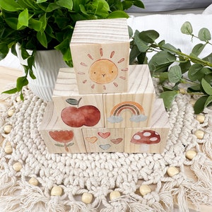 Boho Baby Gift Wooden Blocks, Personalized Baby Gift, Baby Shower Gift ...