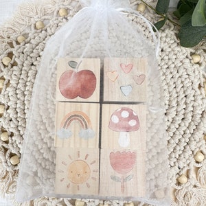 Boho Baby Gift Wooden Blocks, Personalized Baby Gift, Baby Shower Gift ...