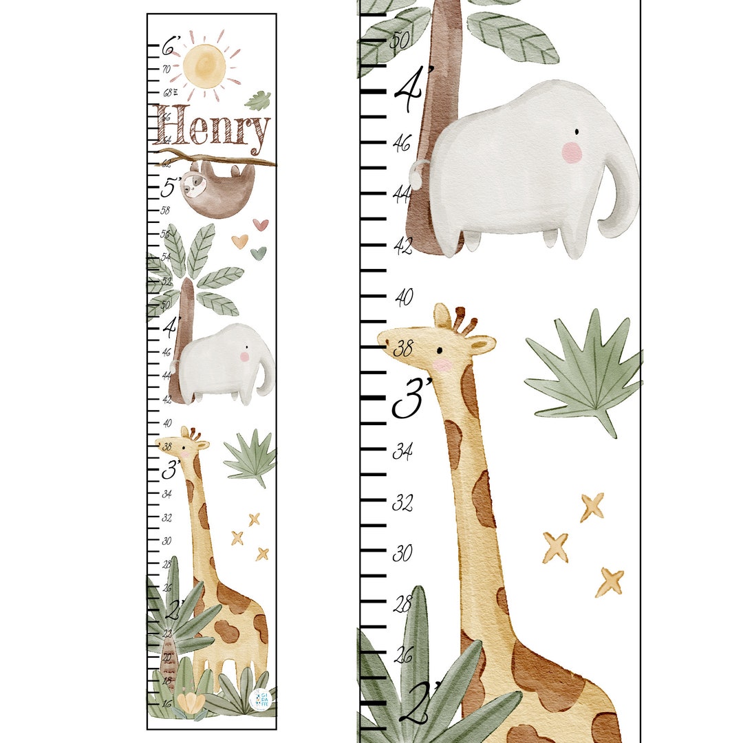 Safari Boho Personalized Growth Chart, Kids Growth Chart, Baby Shower ...