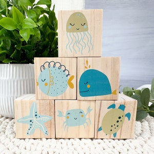 Under the Sea Baby Gift Wooden Blocks, Personalized Baby Gift, Baby ...