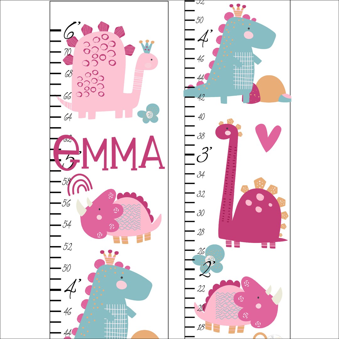 Personalized Dinosaur Growth Chart, Kids Growth Chart, Baby Shower Gift ...