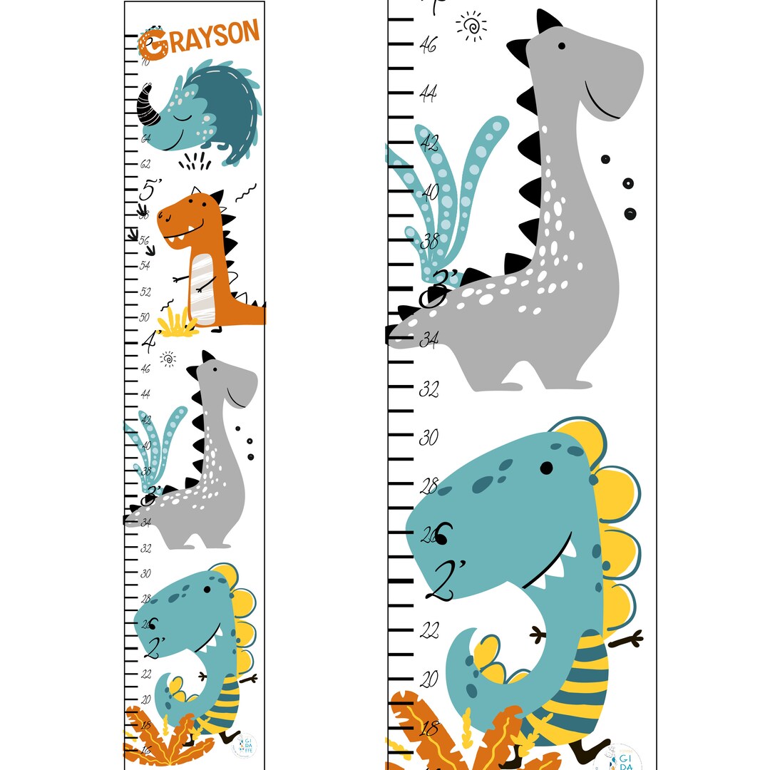 Personalized Dinosaur Growth Chart, Kids Growth Chart, Baby Shower Gift ...