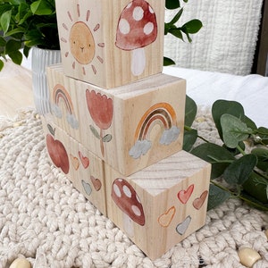 Boho Baby Gift Wooden Blocks, Personalized Baby Gift, Baby Shower Gift ...