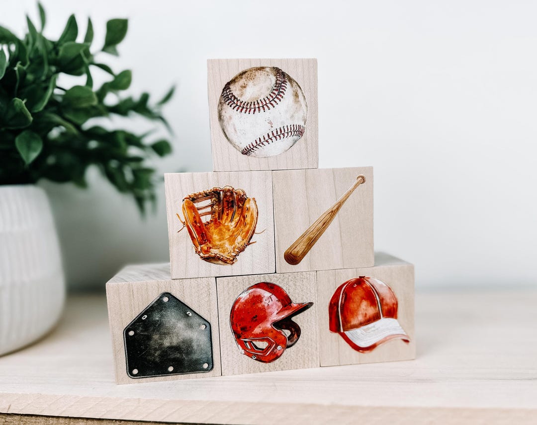 Baseball Nursery Wood Blocks, Baseball Room Decor, Newborn Photo Prop ...