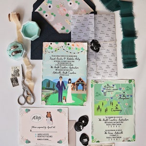 SAMPLE, Invite, RSVP, Map, Custom Invitation Suite, Illustrated ...