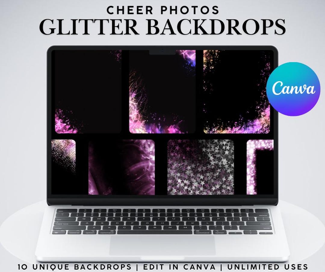 Cheer Photos Glitter Backdrops | 10 Canva Templates for Cheer Edits ...