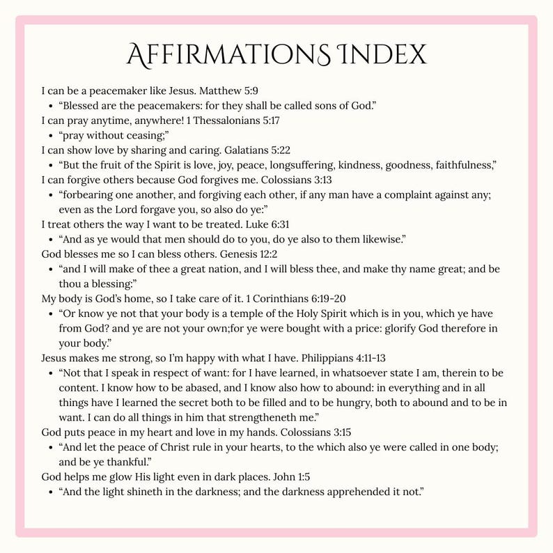 Printable Biblical Affirmation Cards for Kids | Christian Coloring ...