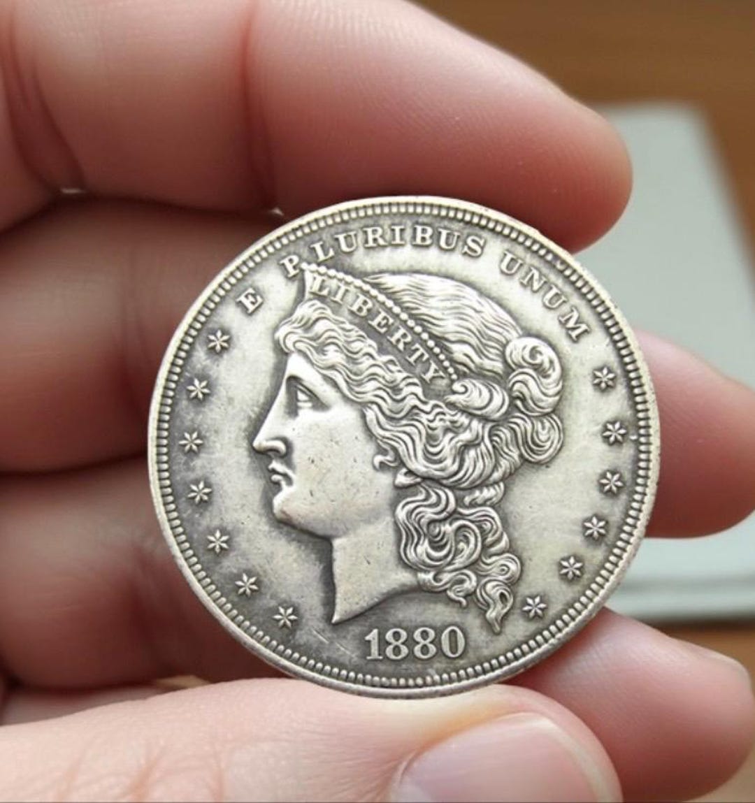 USA 1880-goloid- Metric Dollar Silver Plated Coin Impressive Historic ...