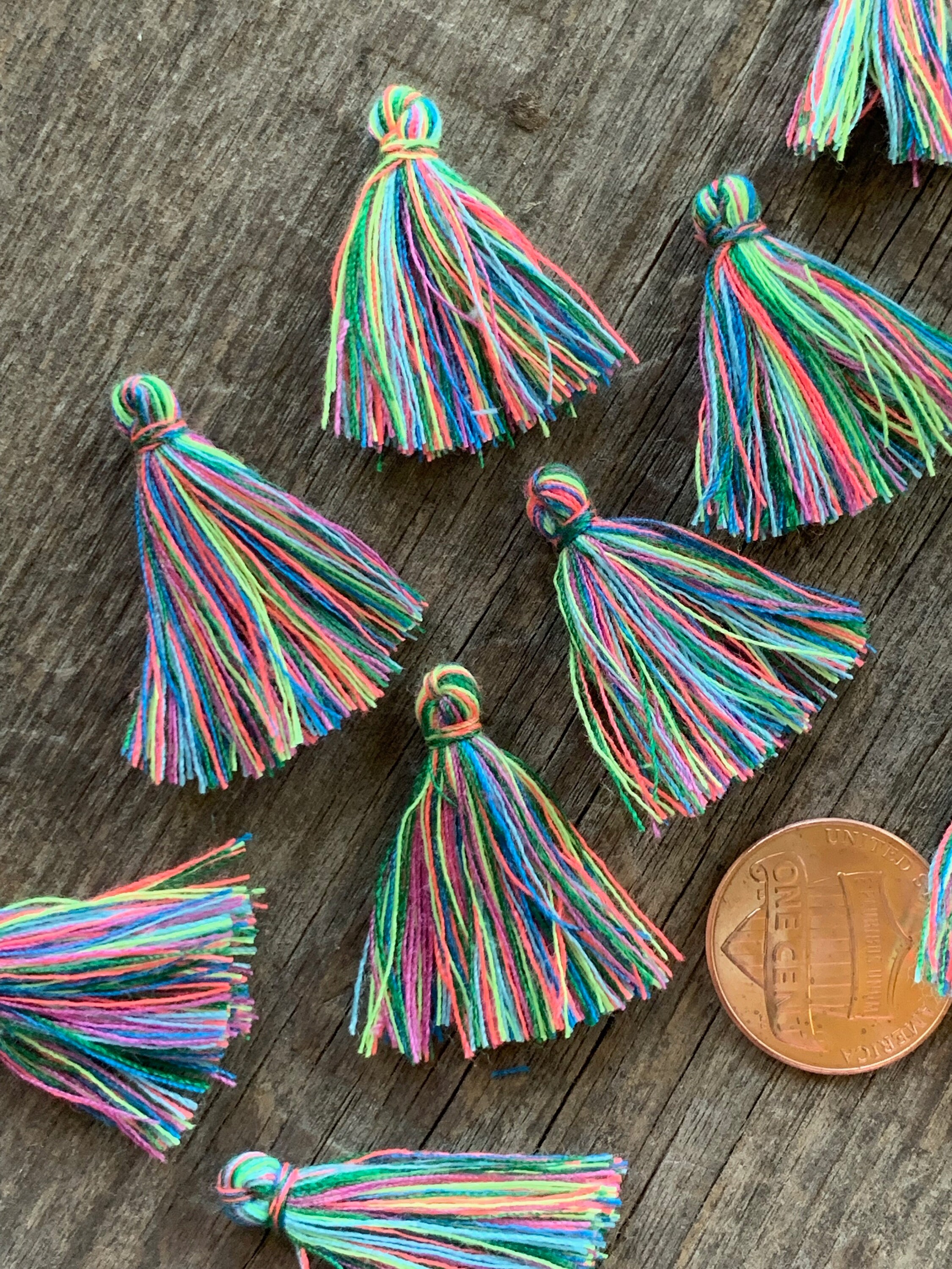 Cotton Tassels 30mm 10pcs Multi Colored Blue Pink Etsy