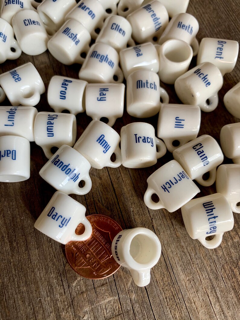 Miniature Ceramic Coffee Mug Charms with Printed Names 12mm | Etsy