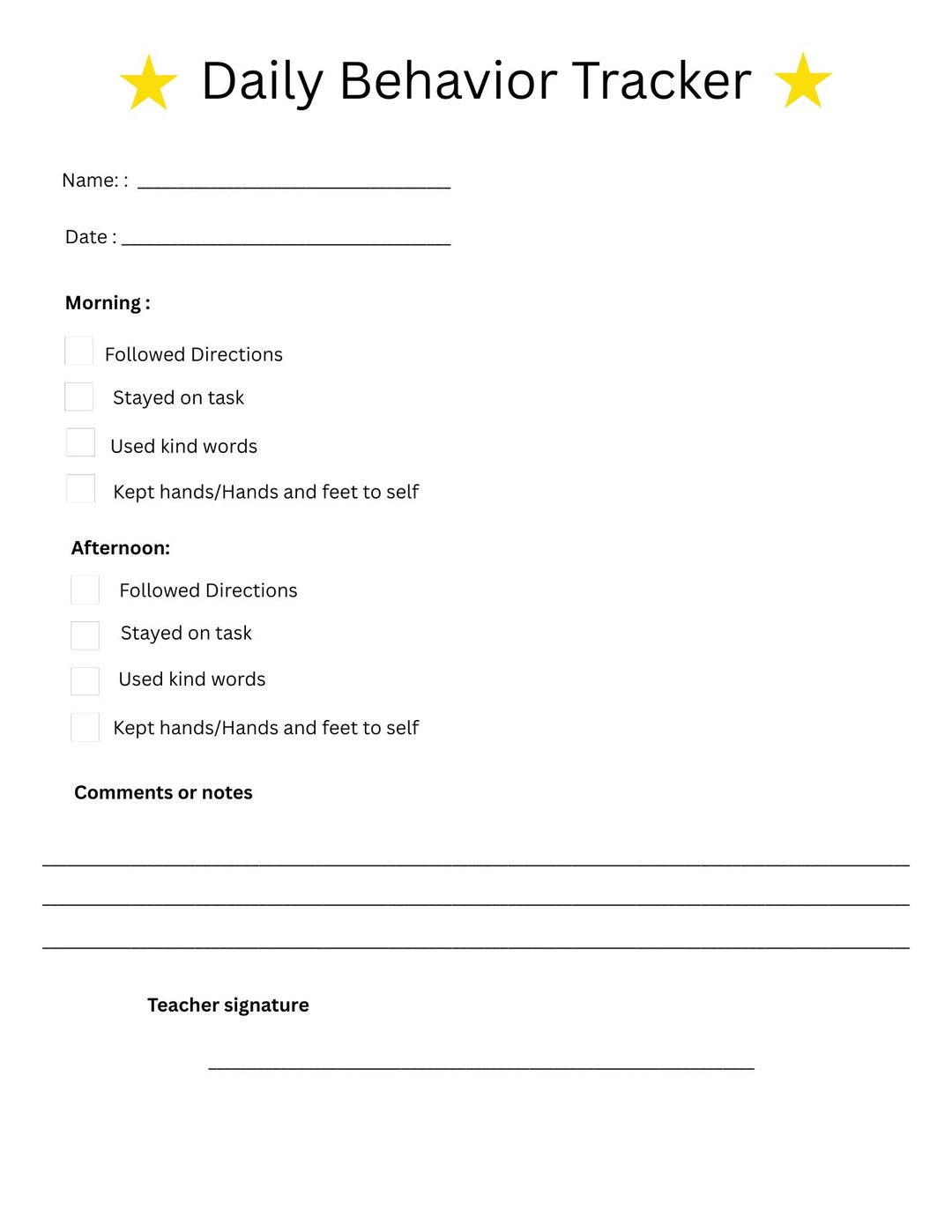 Daily Behavior Tracker - Etsy