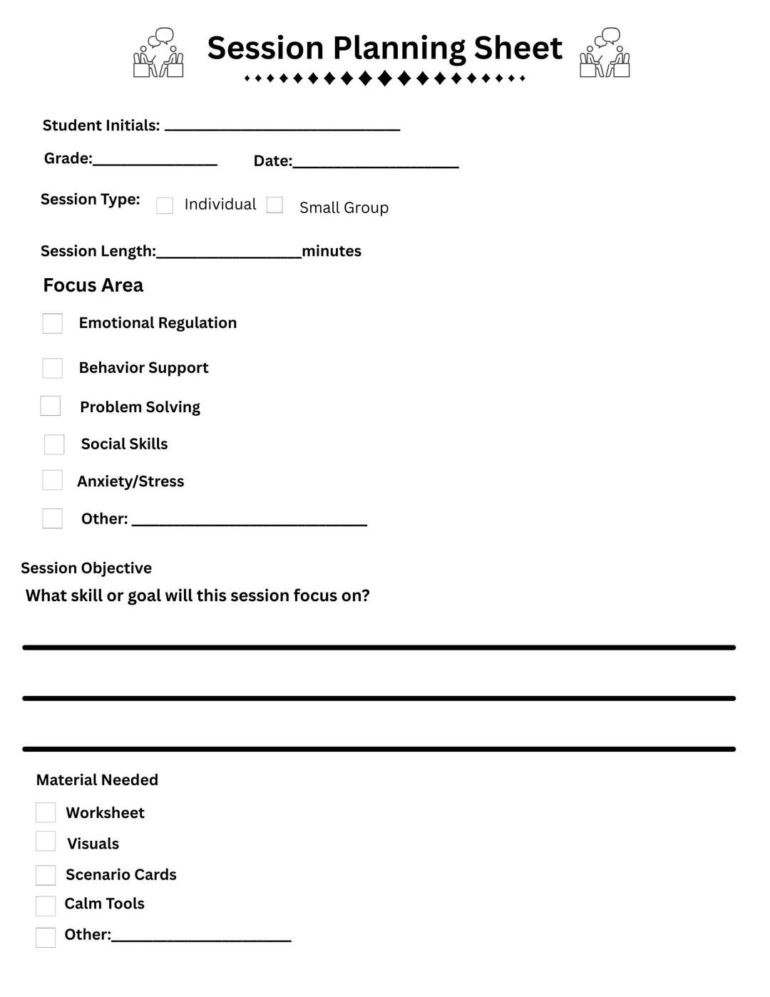 Session Notes Worksheet for Counselors and Therapist - Etsy