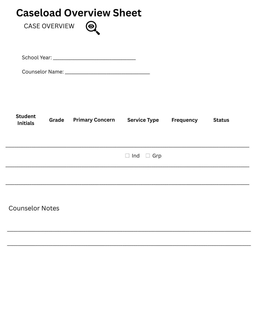 School Counselor Case Overview Bundle - Etsy