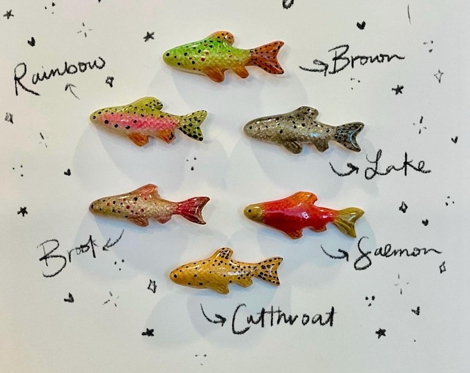 Handmade Polymer Clay Trout Fish Magnets: Rustic Cabin Decor - Etsy