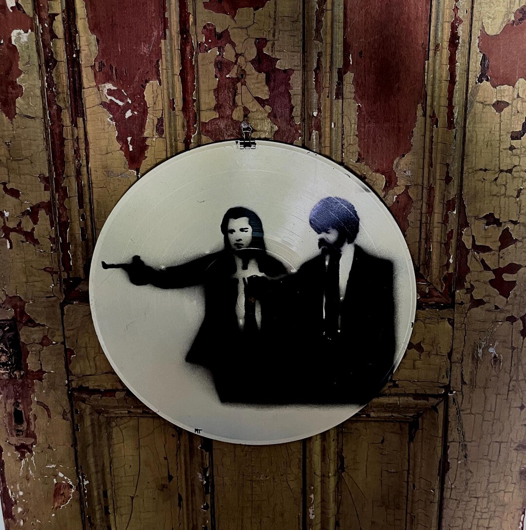 Pulp Fiction Stencil Graffiti Painting on 12" Vinyl Record - Etsy
