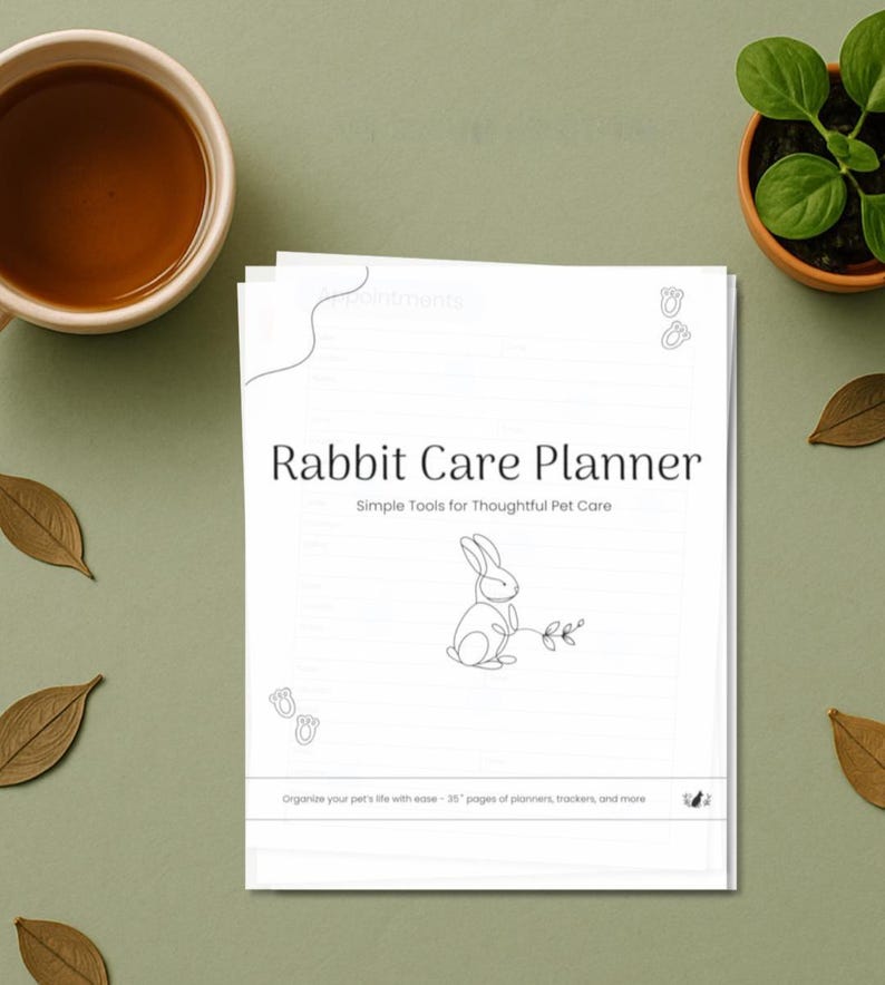Rabbit Care Planner Printable: Bunny Health & Meal Tracker (PDF ...