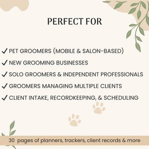 Pet Grooming Planner Printable | Client Forms, Service Logs ...