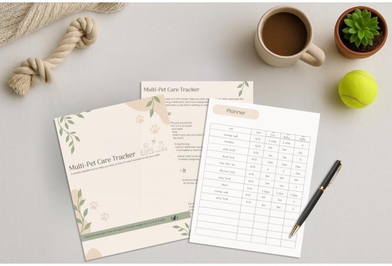 Multi-pet Care Tracker Printable | Pet Routine Checklist for 3, 4, 5, 6 ...
