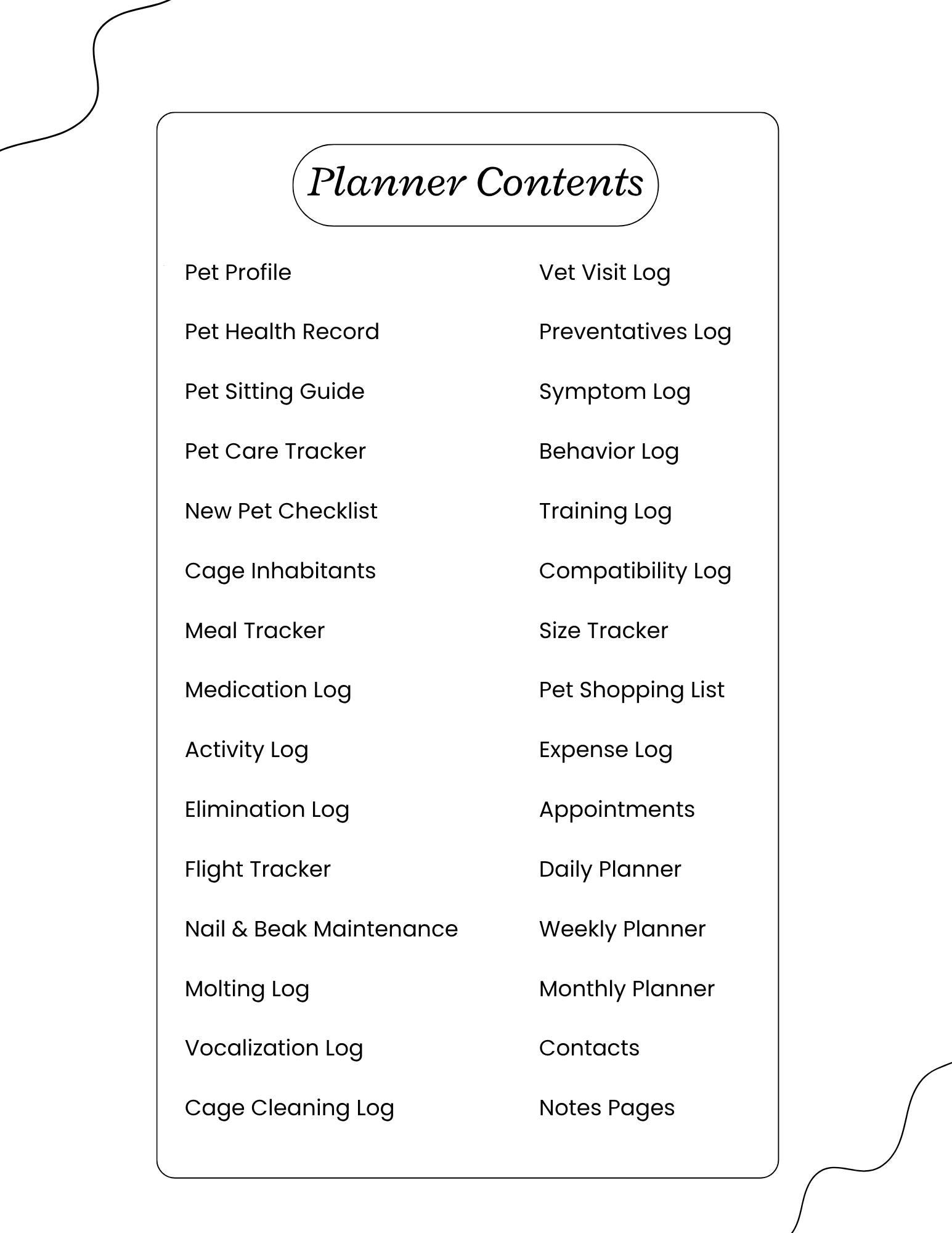 Bird Care Planner Printable | Avian Pet Organizer for Parrots ...
