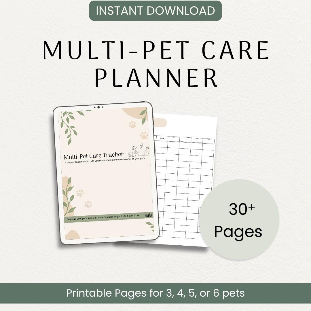 Multi-pet Care Tracker Printable | Pet Routine Checklist for 3, 4, 5, 6 ...