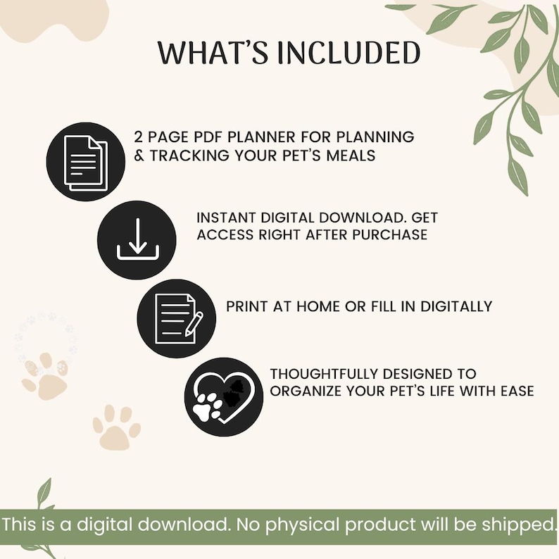 Pet Meal Planner and Feeding Tracker Printable | Pet Food Log for Dogs ...