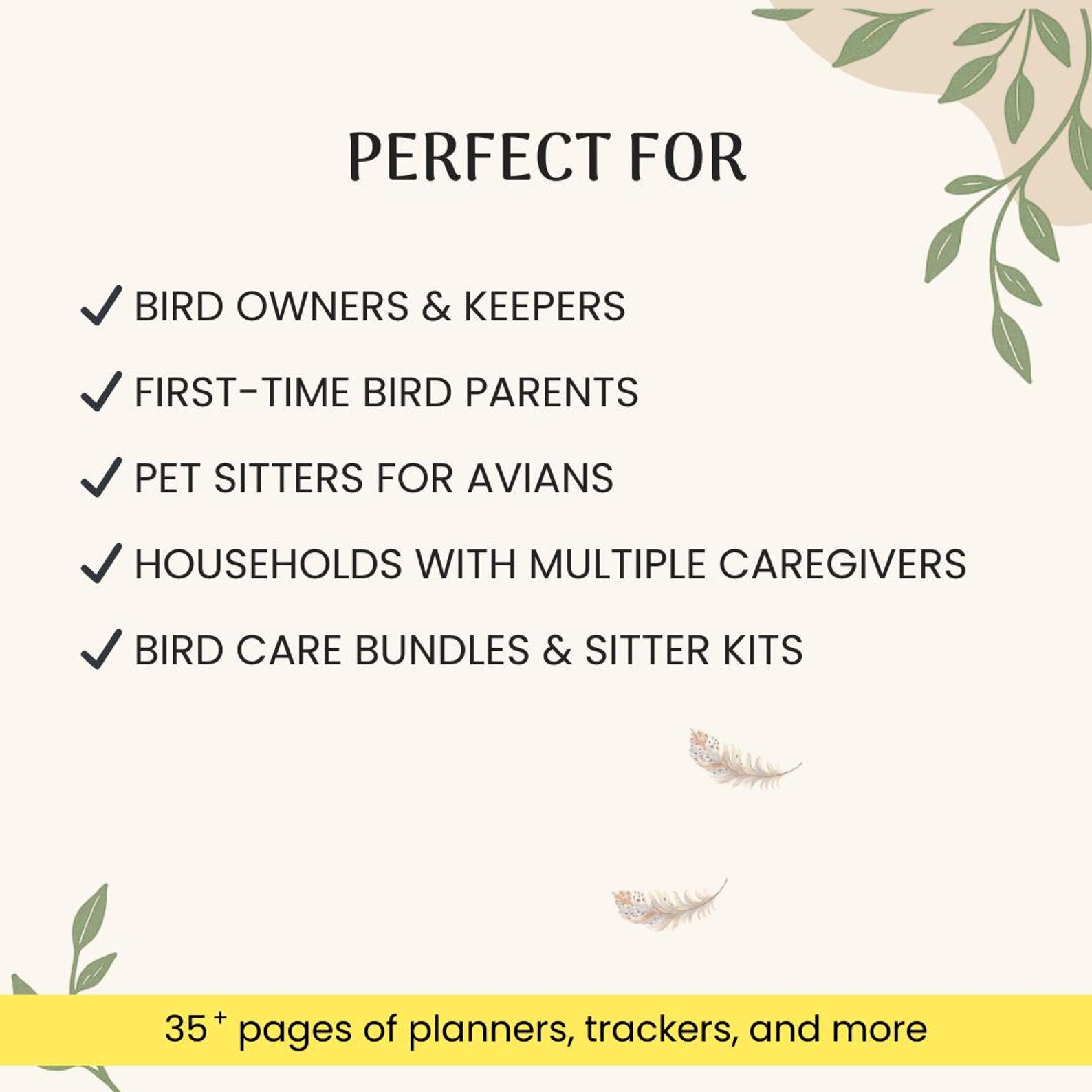 Bird Care Planner Printable | Avian Pet Organizer for Parrots ...