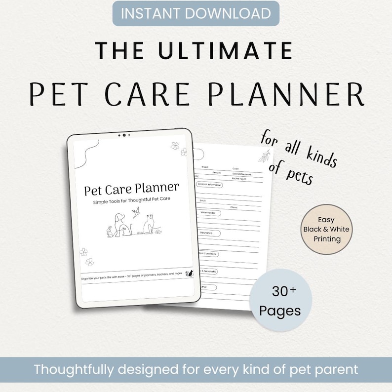 Ultimate All-pet Care Planner | Printable Pet Organizer for Dogs, Cats ...