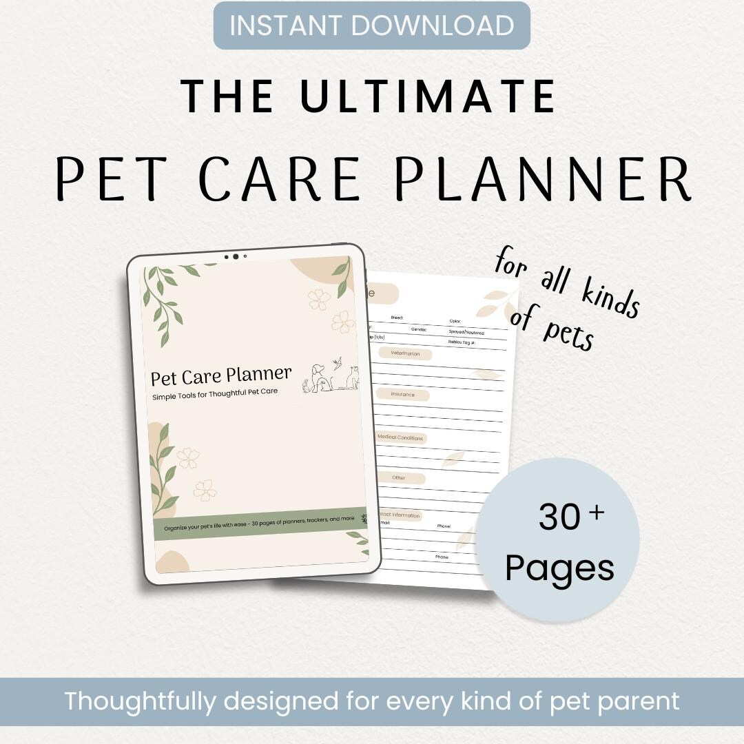 Ultimate All-pet Care Planner | Printable Pet Organizer for Dogs, Cats ...