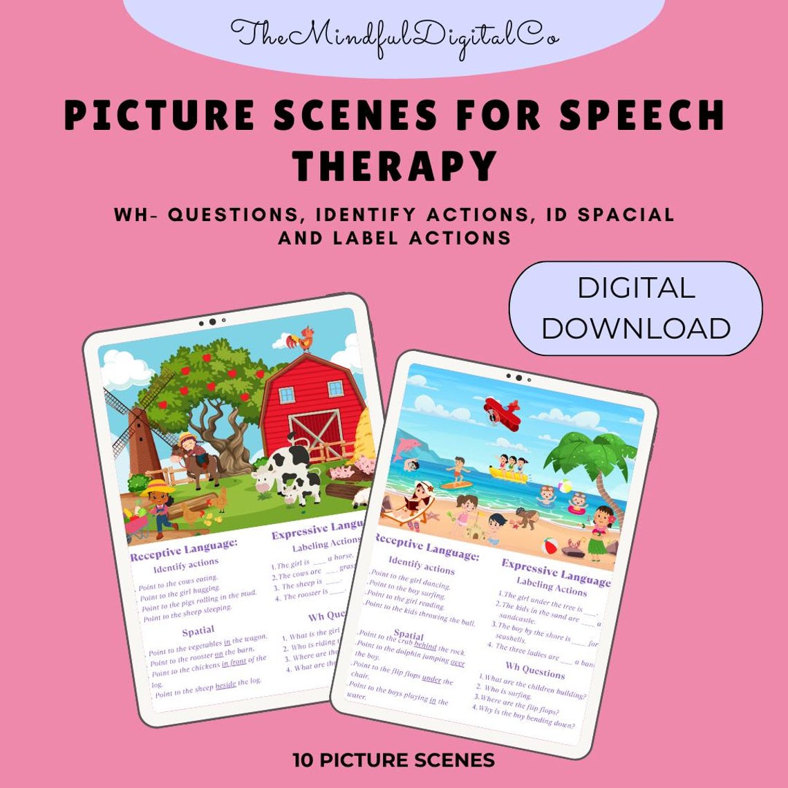 Picture Scenes for Asking WH Questions & Actions for Speech Therapy ...