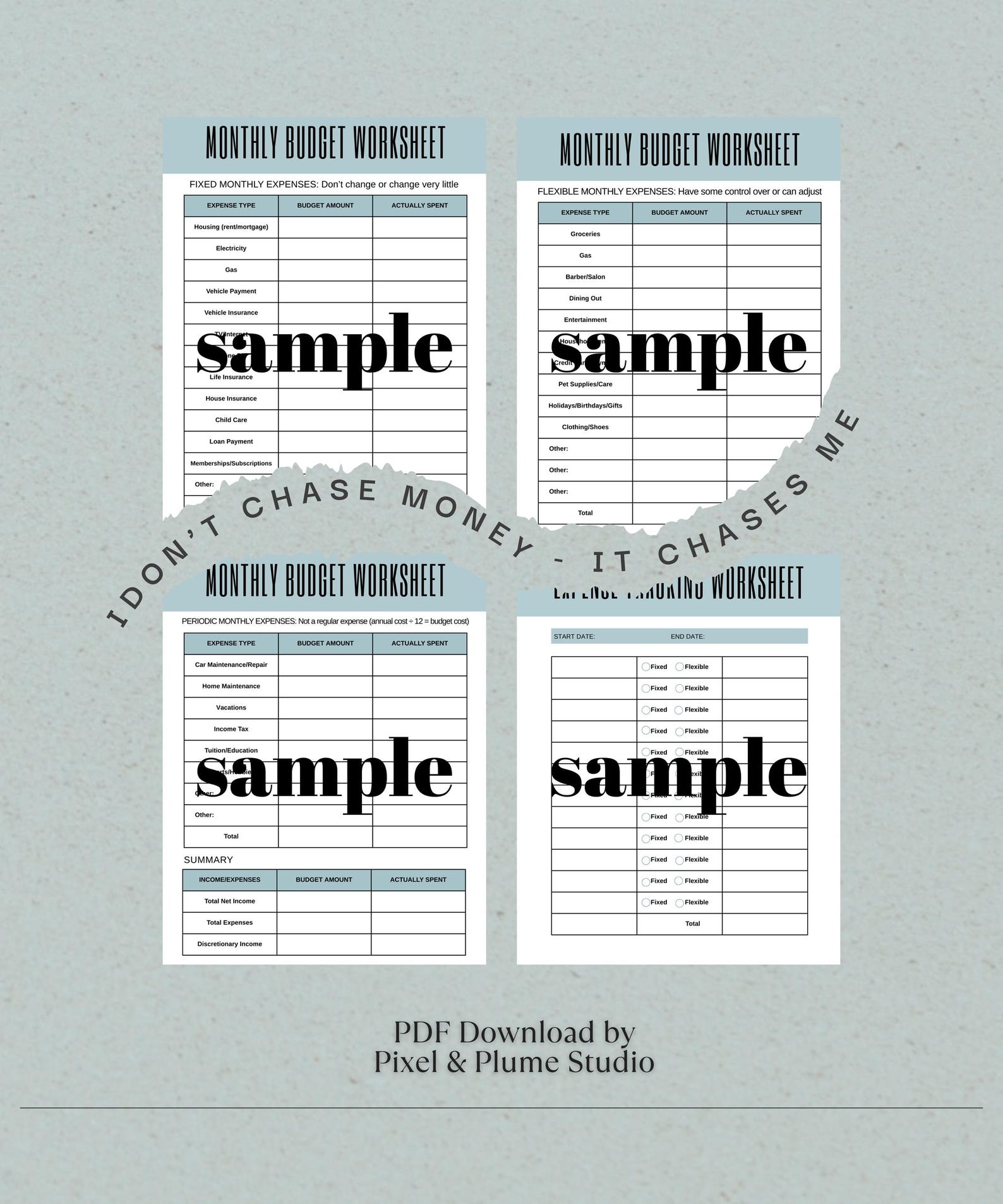 Budget Printable PDF Income Tracker Expense Tracker Planner for ...