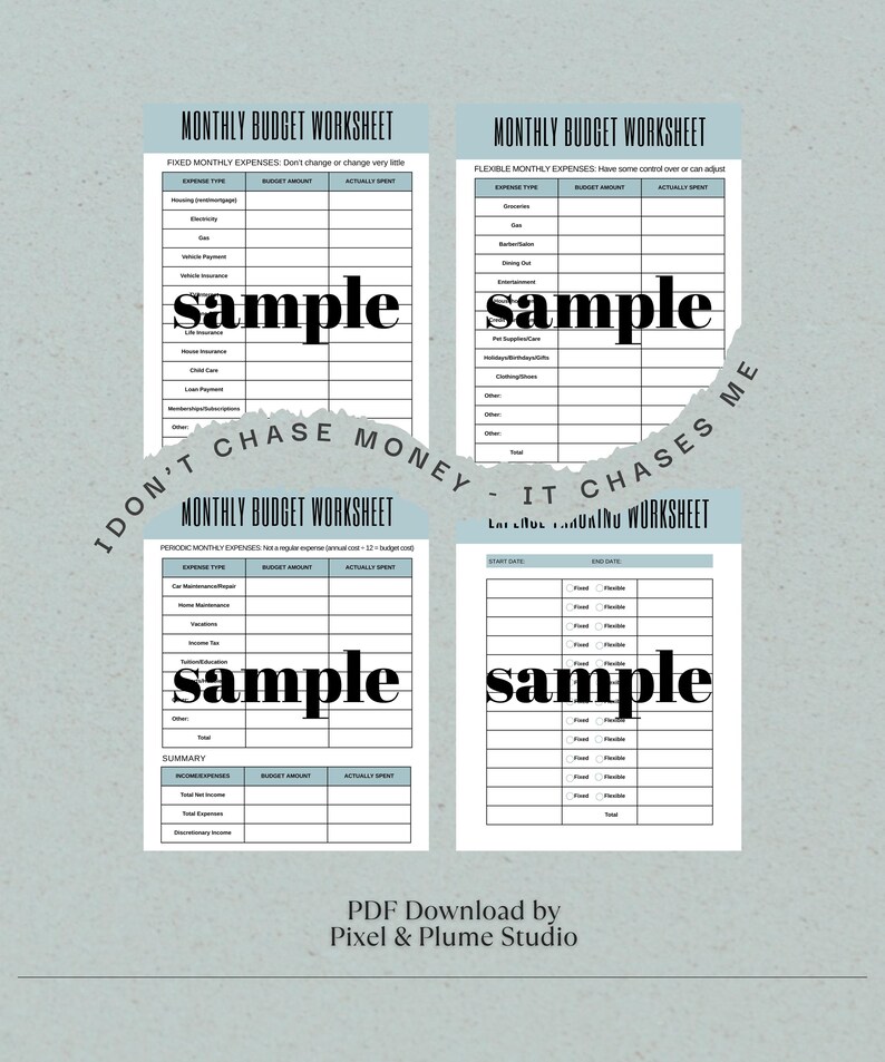 Budget Printable PDF Income Tracker Expense Tracker Planner for Budgeting Download Template for ...