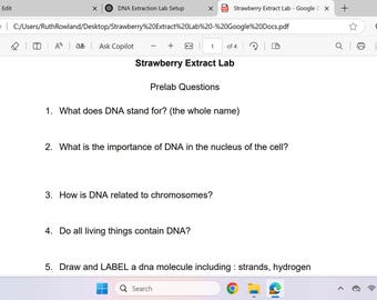 DNA Extraction Strawberry Lab | Easy Prep | Worksheets | Science ...