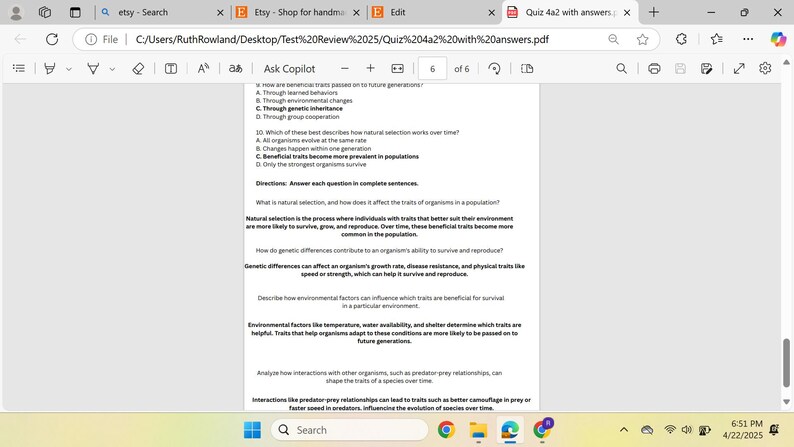 Natural Selection Poster, Growth, Survival, Reproduction, Genetic ...