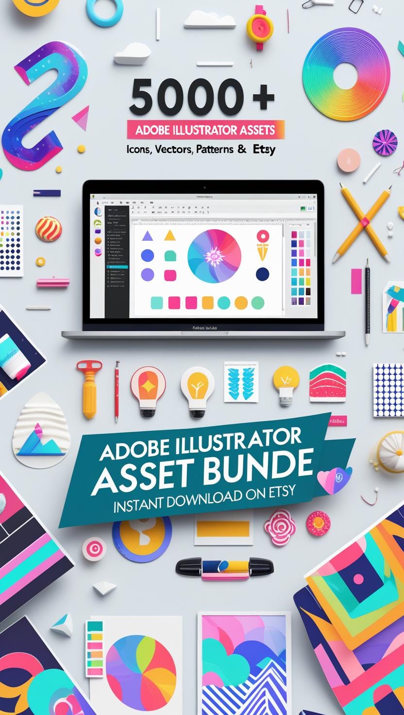 5000+ Adobe Illustrator Assets Bundle | Vector Icons, Patterns, Shapes ...