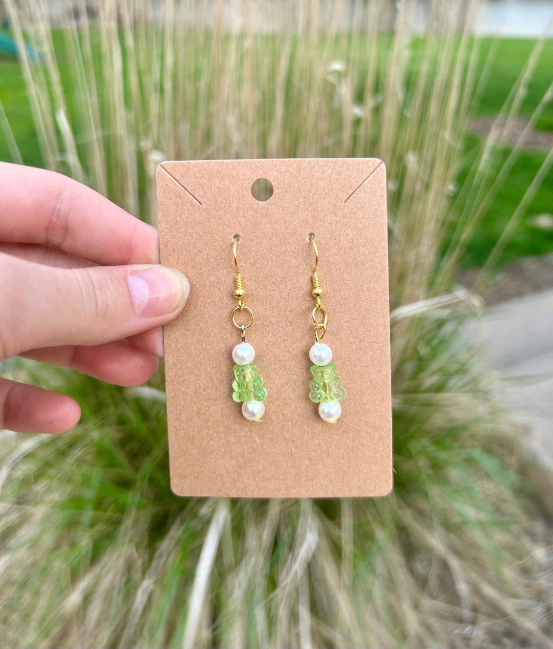 Pearl Bead Gummy Bear Earrings - Etsy