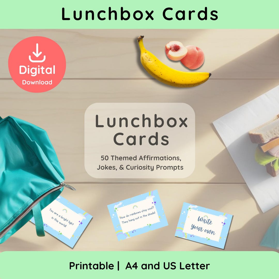 Lunchbox Cards and Notes, Printable Kids Encouragement Cards, Back to ...